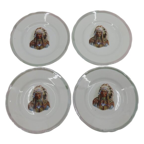 Vintage | Dining | Antique Set Of 4 Native American Indian Chief ...